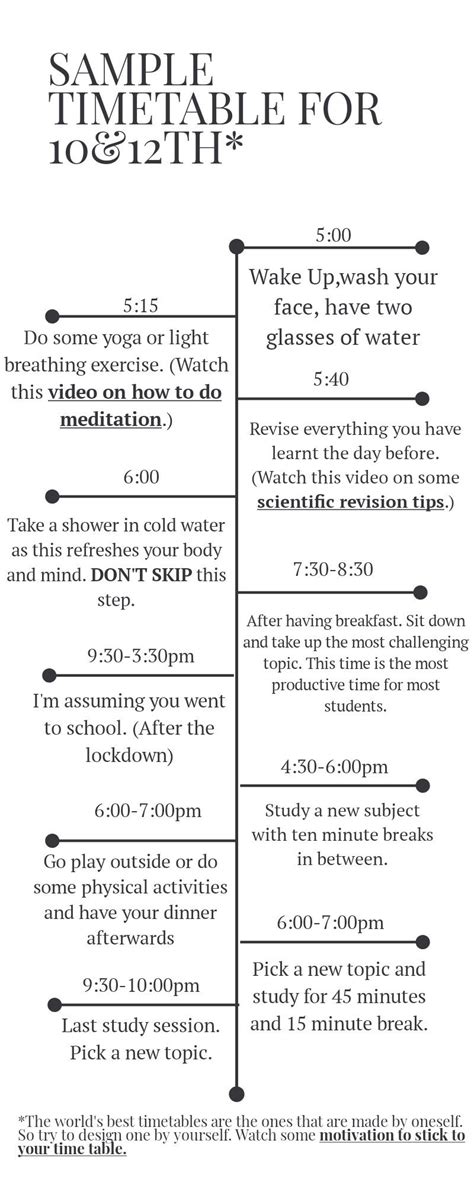 Time Table For Study At Home Class 12 Indianafrazer