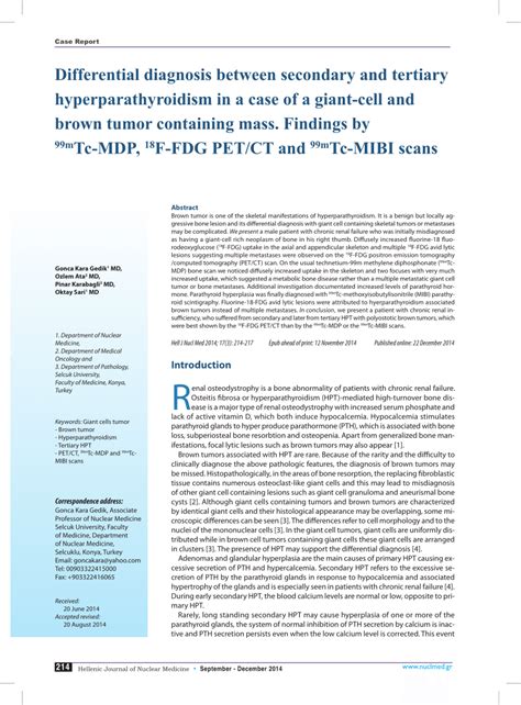 Pdf Differential Diagnosis Between Secondary And Tertiary