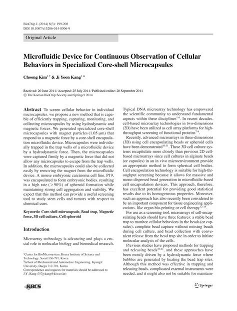 Pdf Microfluidic Device For Continuous Observation Of Cellular