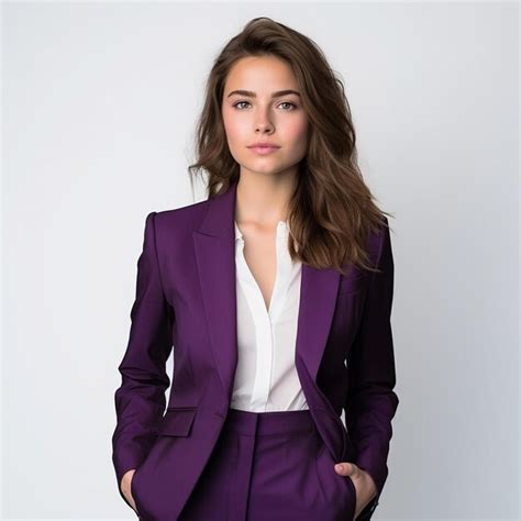 Premium Photo Woman In A Purple Suit Posing For A Picture
