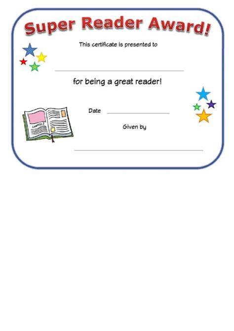 Awesome Star Reader Certificate Template Free