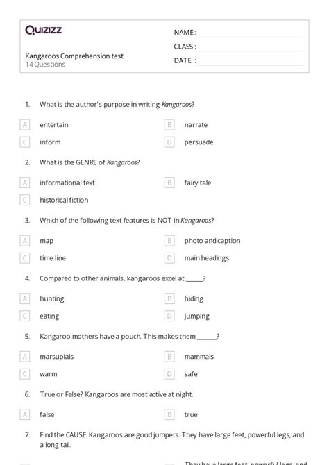 50 Comprehension Questions Worksheets For 7th Grade On Quizizz Free