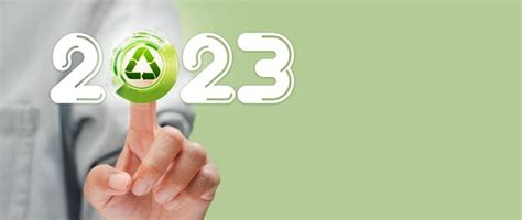 Premium Photo Hand Touching On Virtual Screen Recycle Icon With 2023