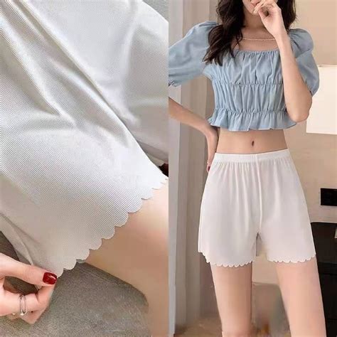 Ruffled Ice Silk Seamless Safety Pants Summer Thin Style Non Curling