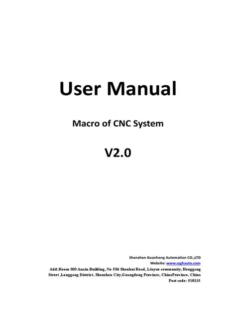 User Manual Of Macro V20 Pdf Numerical Control Cartesian