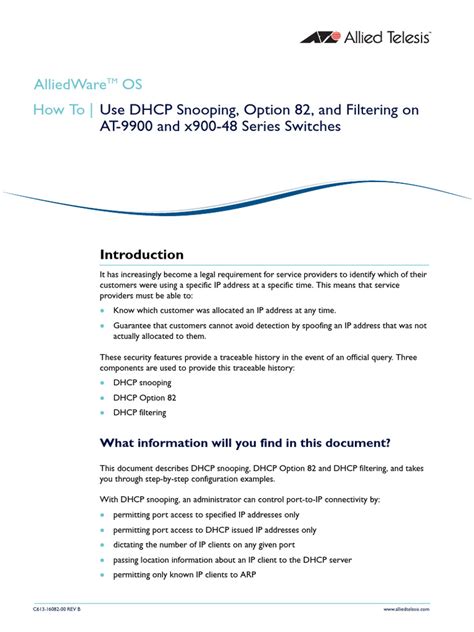 howto config dhcp snooping x900 pdf port computer networking ip