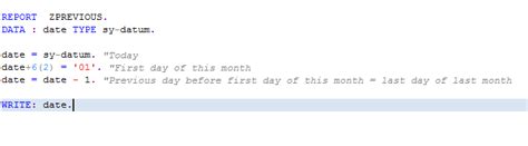 Abap Code For Previous Month Last Date