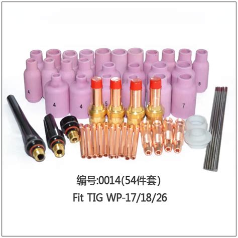 54pcs Consumables Kit For Tig Welding Torch Wp 17 18 26 With Alumina