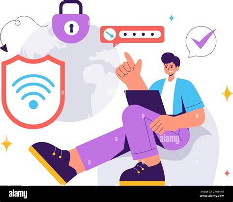 Wifi Security Vector Illustration With Wireless Technology Devices For