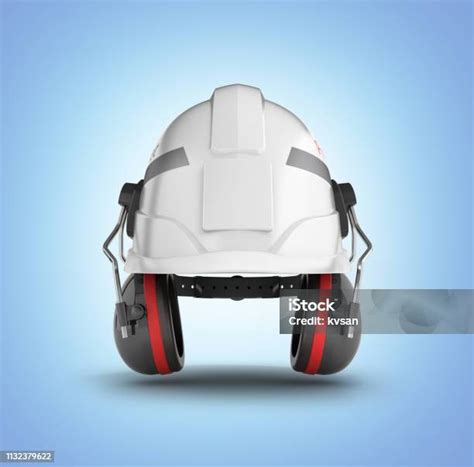 파란 그라데이션 배경 3d에 고립 된 귀 덮개를 가진 단단한 모자 안전 Halmet 0명에 대한 스톡 사진 및 기타 이미지 0명 건설 산업 건설업자 Istock