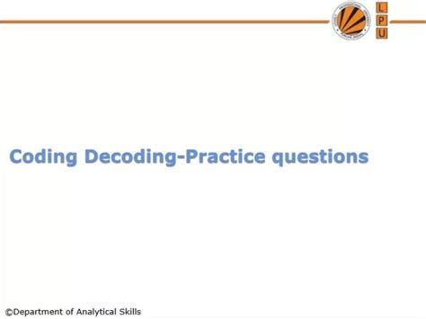 Ppt Coding Decoding Practice Questions Powerpoint Presentation Free Download Id9589721
