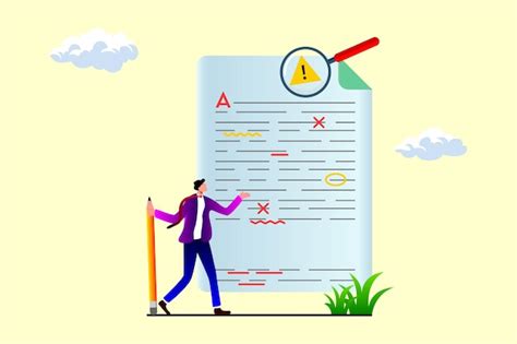 premium vector editing document with text correcting grammar mistake