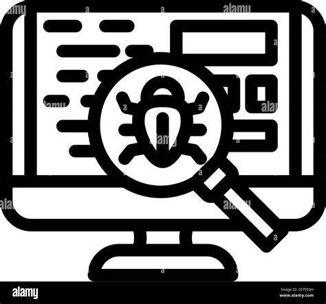 Debugging Code Software Line Icon Vector Debugging Code Software Sign