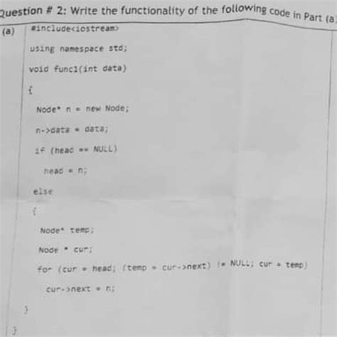 solved question 2 write the functionality of the