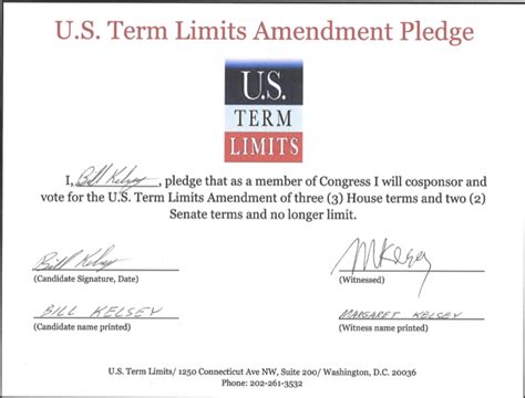 bill kelsey pledges to support term limits on congress u s term limits