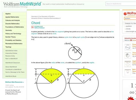 Wolfram Math World Chord Handout For 9th 10th Grade Lesson Planet