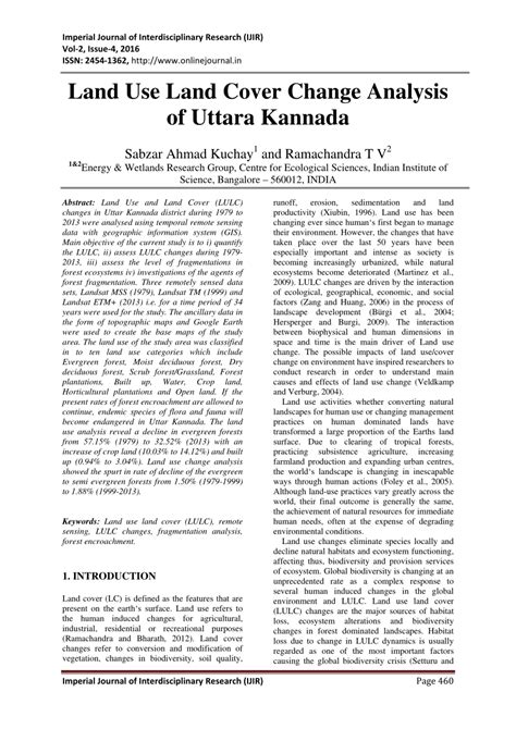 Pdf Land Use Land Cover Change Analysis Of Uttara Kannada