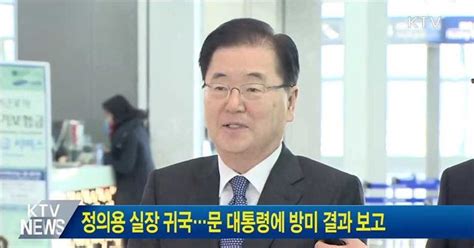 정의용 실장 귀국문 대통령에 방미 결과 보고
