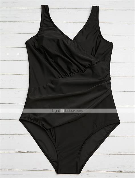 Damen Ein Stück Badeanzug Bauchkontrolle Push Up Hosen Schlank Schwarz