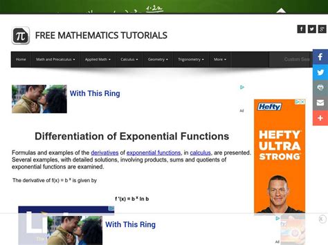 Analyze Math Differentiation Of Exponential Functions Activity For 9th