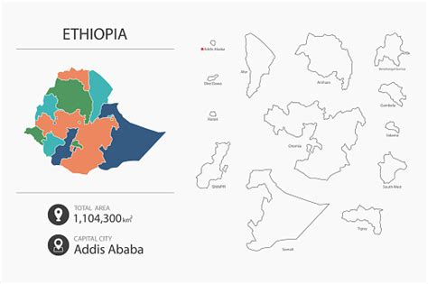 詳細な国の地図とエチオピアの地図都市総面積首都のマップ要素 アイコンのベクターアート素材や画像を多数ご用意 アイコン アイデア