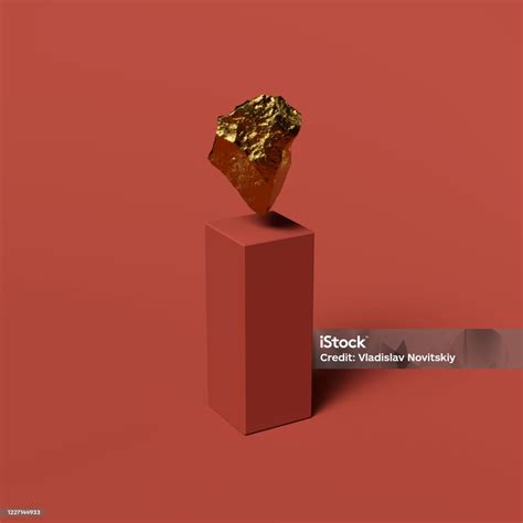 금절벽의 3d 렌더링 붉은 배경의 연석 위에 조각이 부풀어 오다 0명에 대한 스톡 사진 및 기타 이미지 0명 3차원 형태 개념 Istock