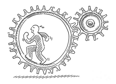 Running Figure Cog Wheels Drawing Drawing By Frank Ramspott Pixels Merch
