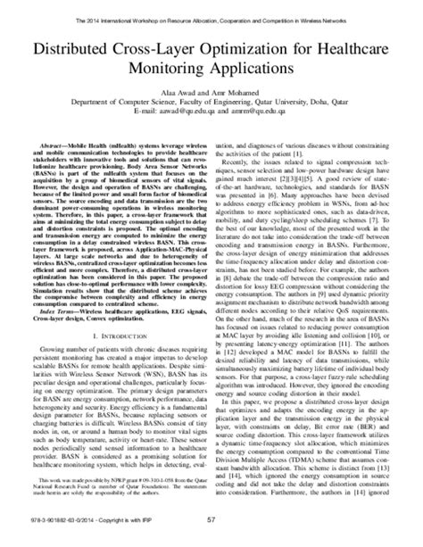 Pdf Distributed Cross Layer Optimization For Healthcare Monitoring