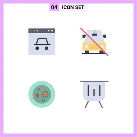 4 Universal Flat Icon Signs Symbols Of Hacker Slash Security Disabled