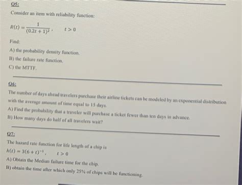 solved 05 consider an item with reliability