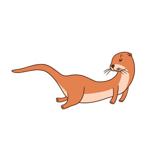 Linda Nutria Ilustración De Dibujos Animados Planos Vectoriales Aislada