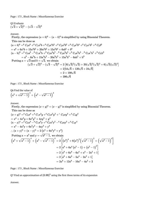 NCERT Solutions For Class 11 Maths Chapter 8 Binomial Theorem Class