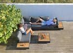 Zebra Cubo Gartensofa Kaffeetisch 2tlg Teak Olefin Dark Grey Garten