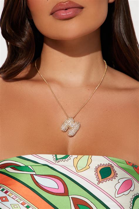 Bubble Letter M Necklace Gold Fashion Nova