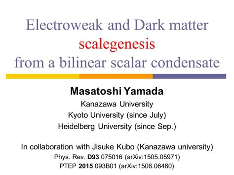 Ppt Electroweak And Dark Matter Scalegenesis From A Bilinear Scalar Powerpoint Presentation