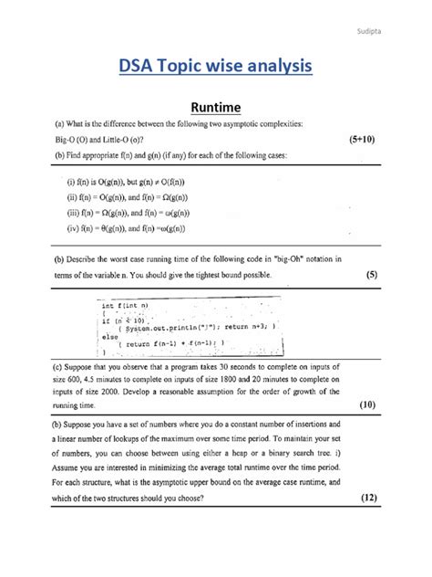 Topic Wise Analysis Dsa Pdf Algorithms And Data Structures Algorithms
