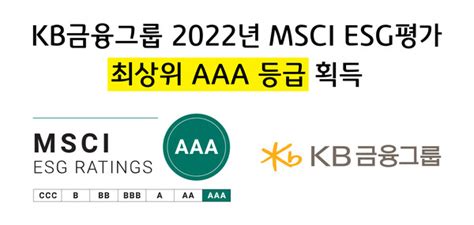 KB금융 MSCI ESG평가서 최상위 등급 AAA 획득
