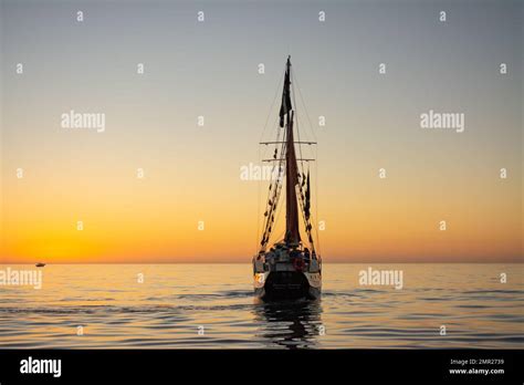 Pirate Sailing Ship In The Gulf Of Mexico Florida Usa At Sunset On