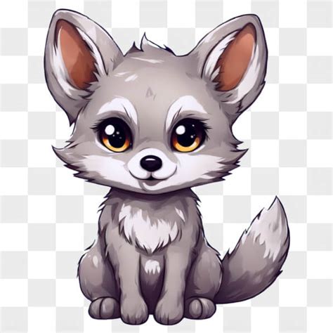 Baixe Animais Kawaii Apresentando Raposa Cinza Pequena E Vários Outros