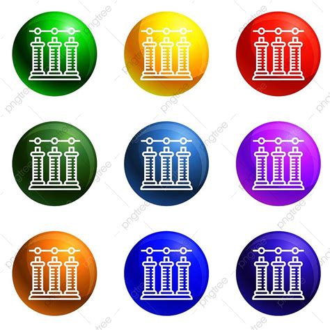 Ani Vector Design Images Electric Commutator Icons Vector 9 Color Set Isolated On White