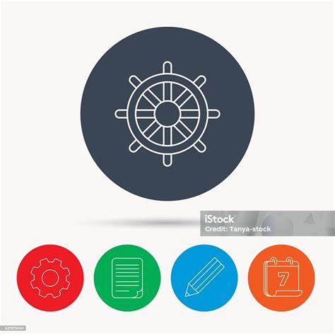배송 스티어링 휠 아이콘크기 함장 방향타 팻말 곧은에 대한 스톡 벡터 아트 및 기타 이미지 곧은 기어 기계 부분 달력
