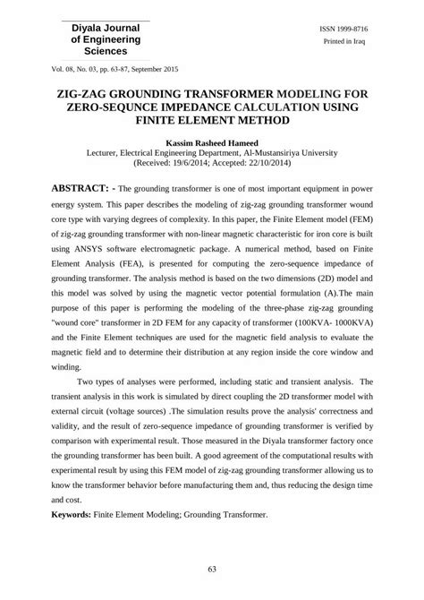 PDF ZIG ZAG GROUNDING TRANSFORMER MODELING Different Types Of Grounding Transformers And