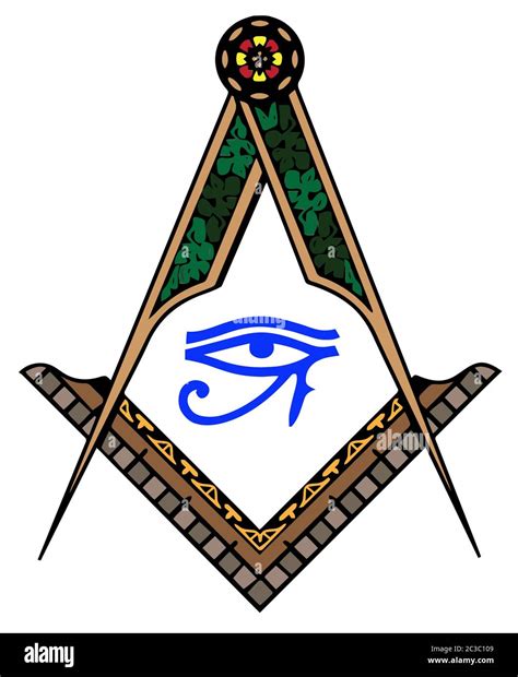 Square And Compass Masonic Occultism Sacred Society Illustration Horus