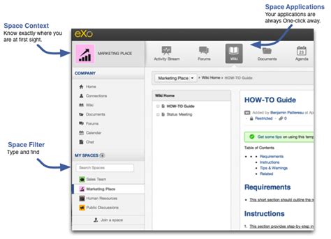 Team Collaboration Software Exo Platform Highlights New Navigation