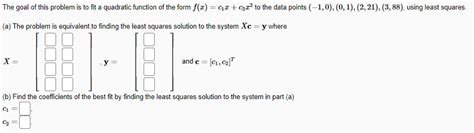 Solved The Goal Of This Problem Is To Fit A Quadratic Chegg