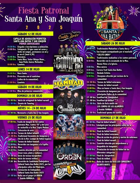 Fiesta Patronal Santa Ana Y San Joaquín 2025 En Santa Ana Batha Fechas Actividades Y Artistas