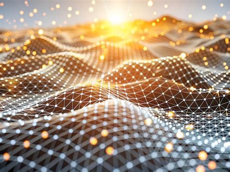 Abstract Technology Background With Network Connection Structure 3d Wave Landscape Virtual