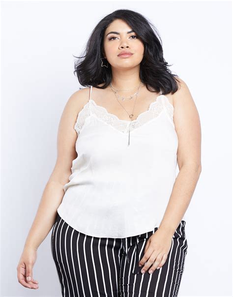 Plus Size Kai Lace Trim Cami Cute Plus Size Tops 2020ave