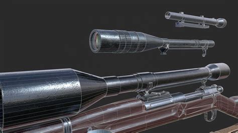 WW Springfield M Sniper With Attachments D Model Fbx Ma Unitypackage Stl Obj