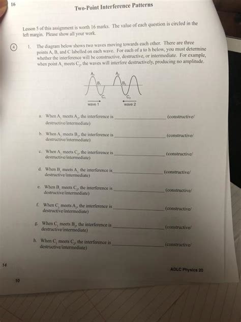 Solved 16 Two Point Interference Patterns Lesson Of This